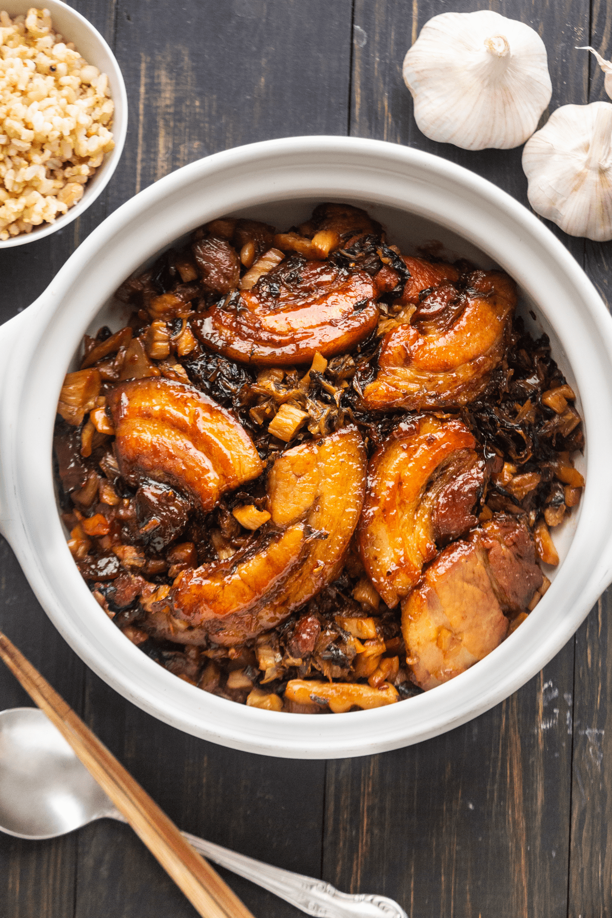 Braised Pork Belly with Preserved Mustard Greens - Wok and Kin